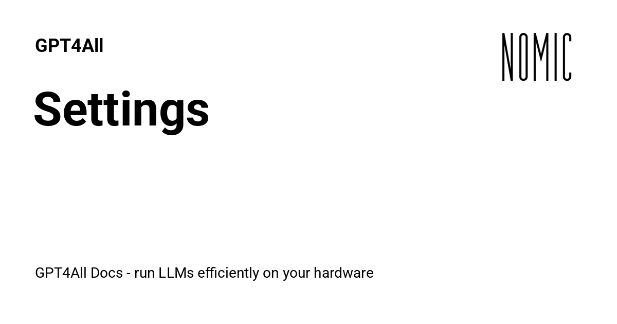 Settings - GPT4All